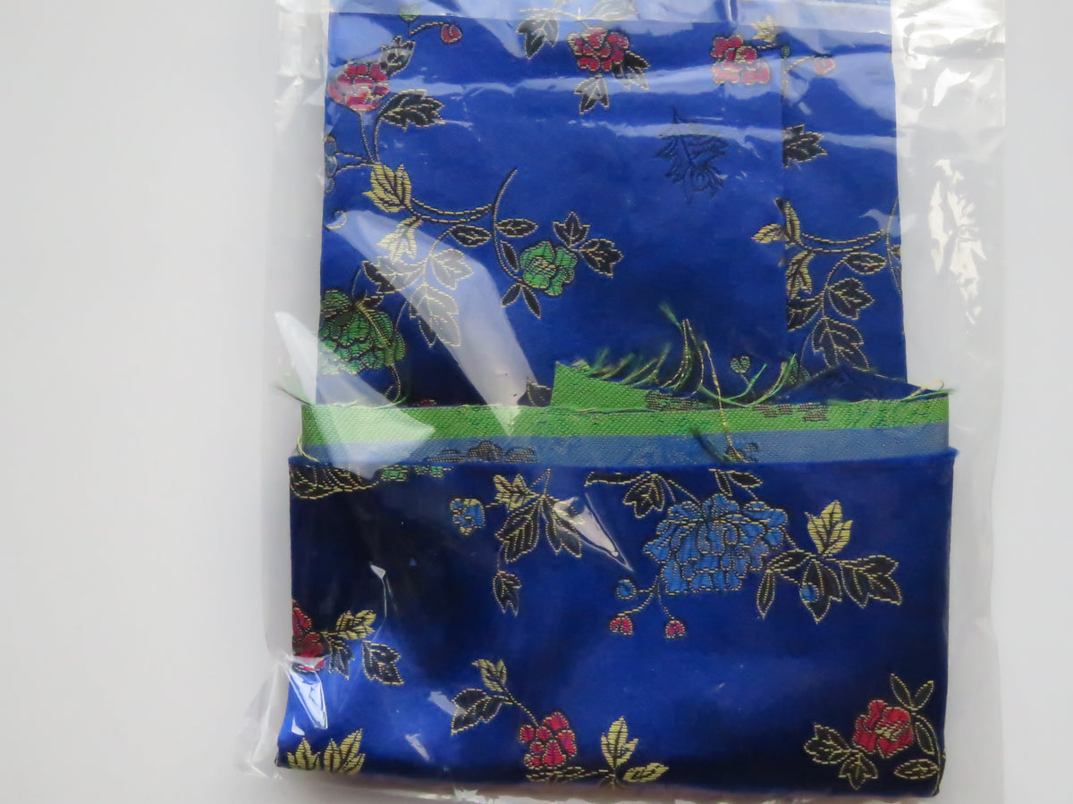 3 pieces- Royal Blue Chinese brocade fabric remnants- 12 x 12cm, 10 x ...
