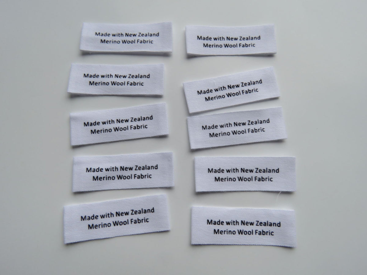25 White cotton labels- Made with New Zealand Merino Wool Fabric – New ...