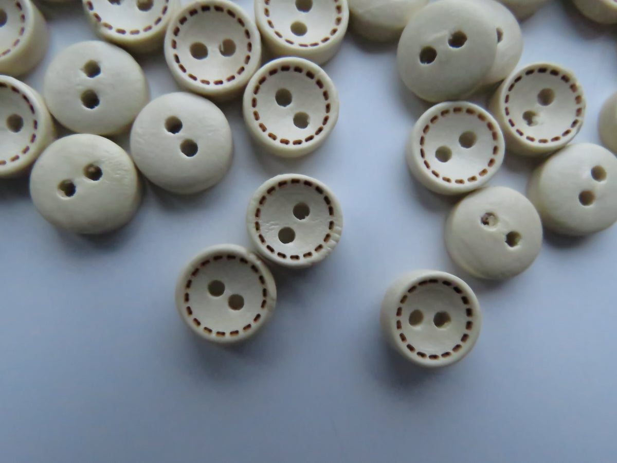 25 Wood Look Buttons with Line Dash on perimeter 6mm – New Zealand ...